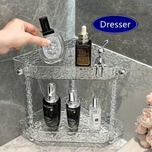 BEENIFIC Corner Bathroom Counter Organizer,Vanity Skincare Perfume Organizer Tray,Makeup Organizer Countertop,Bathroom Storage Corner Shelf