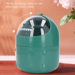 Mini Trash Can with Lid, Baby Dinosaur Large Mouth Garbage Can Nonslip Bottom Removable Lid Mini Trash Can for Kitchens Bathrooms Bedrooms Dorms (Green Baby Dinosaur)