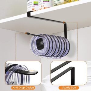 Tumbler Lid Organizer 2 Pack Tumbler Lid Storage Hook Up to 20 Lids, Space Saving Cup Lid Holders Under Cabinet Tumbler Lid Hanger for Kitchen Storage, Horizontal Paper Towel Hanger (Black)