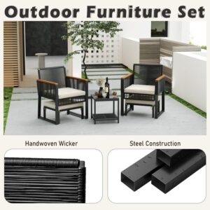 5 piece Outdoor Patio Furniture Set Outdoor Furniture Set with Table&Ottoman Patio Chairs Set of 2 Wicker Patio Set Patio Conversation Sets Outside Bistro Set for Porch Balcony Backyard Pool Deck Pool