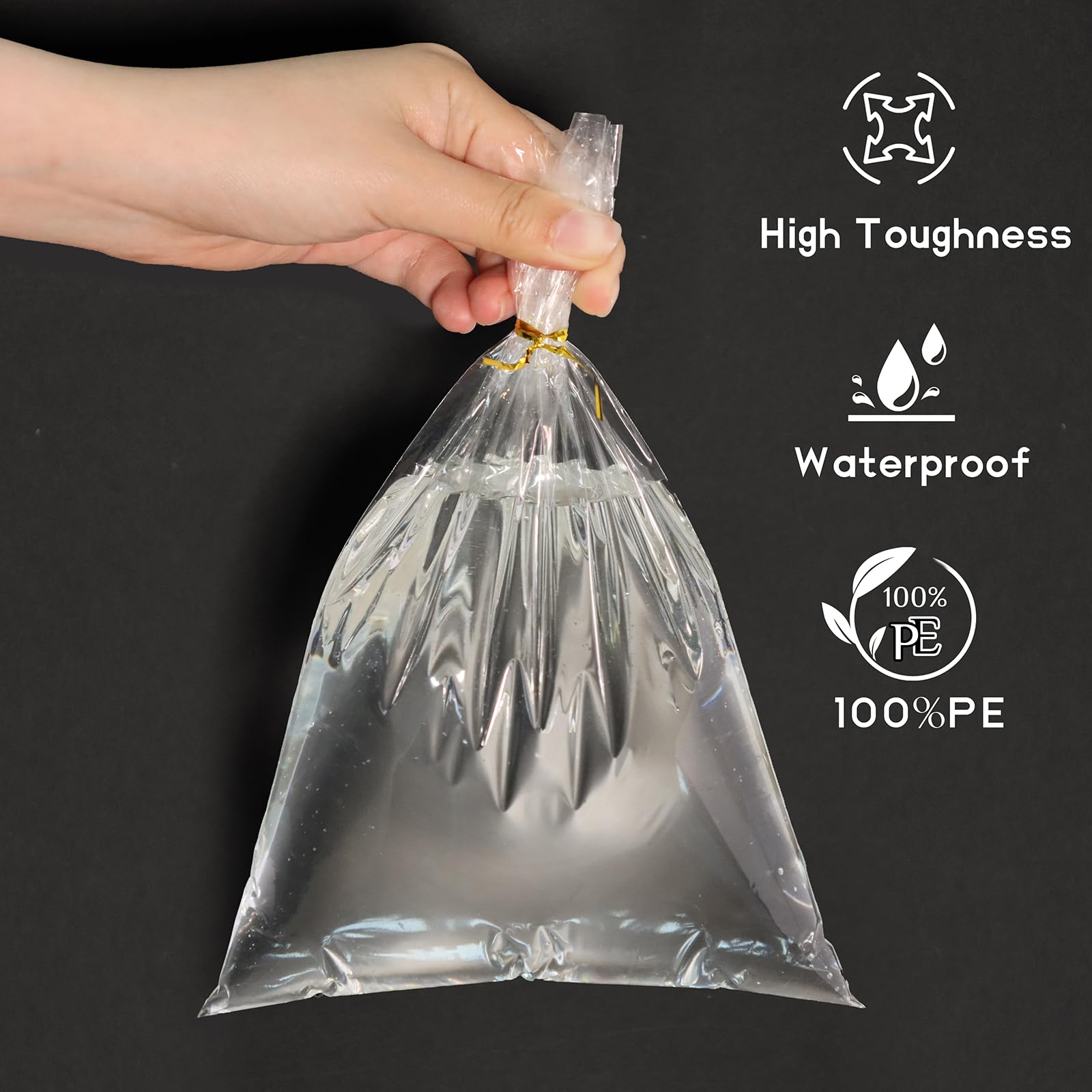 WIKDAY Cellophane Bags 100 PCS 6x10 Inches Clear Gift Gags with Ties Plastic Treat Party Favor Candy Bags for Gift Giving, Packaging Snack, Products