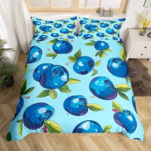 manfei cartoon blueberry kids duvet cover set queen size,summer tropical fruits bedding set,boys girls room decor,hawaii summer beach comforter cover,blue green quilt cover,2 pillowcases