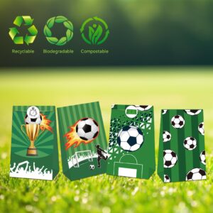 YIPAXEJE 12 Pack Paper Soccer Party Favor Bags - Ideal for Birthday Gift Bags, Snack Bags, and Party Favor Bags for Kids Birthday - Includes 12 Soccer Stickers for Customization