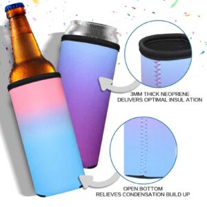 6Pcs Ktinnead Slim Can Cooler Sleeves, Personalized Blank Can Coolers Sleeves, Soft Foldable Chloroprene Rubber Can Coolers Sleeves, Reusable Slim Can Coolers Sleeves Suit for Parties, Birthdays