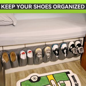 RVMATE RV Shoe Storage Pockets for Hanging Bedside Storage Organizer Grey with 10 Pockets, RV Shoe Pockets for Shoes/Boots/RV Accessories Organization