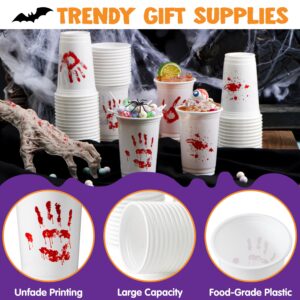 JOYIN 50 PCS Halloween Blood Print Cups Disposable, 12oz Hand Print Plastic Cups bulk, Party Favors for Party Supplies, Halloween Cups for Kids Party Decoration, Coffee, Juice Beverages Drinkware