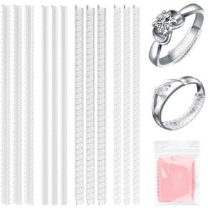 12 pack ring sizers for loose rings - 4 sizes clear silicone ring size adjuster, invisible ring guard, spiral resizer, and tightener spacer, non-slip fit, adjustable and comfortable, for women and men