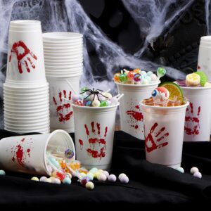 JOYIN 50 PCS Halloween Blood Print Cups Disposable, 12oz Hand Print Plastic Cups bulk, Party Favors for Party Supplies, Halloween Cups for Kids Party Decoration, Coffee, Juice Beverages Drinkware