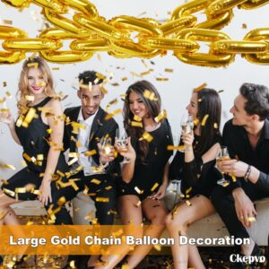 Ckepvo 25Pcs Chain Balloons 16 inch Gold Chain Balloons Hip Hop Party Decorations,Giant Balloon Chain For 90s Party Decorations, Gold Foil Balloons Party Supplies And Decorations (A-Gold)