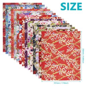 SHRJ 30Pcs 8"x 10" Fat Fabric Square Quilting Cotton Pre-Cut Bundles Japanese Style Floral Dragon Butterfly Common Carp Design for Patchwork DIY Sewing Craft Decorating Scrapbook