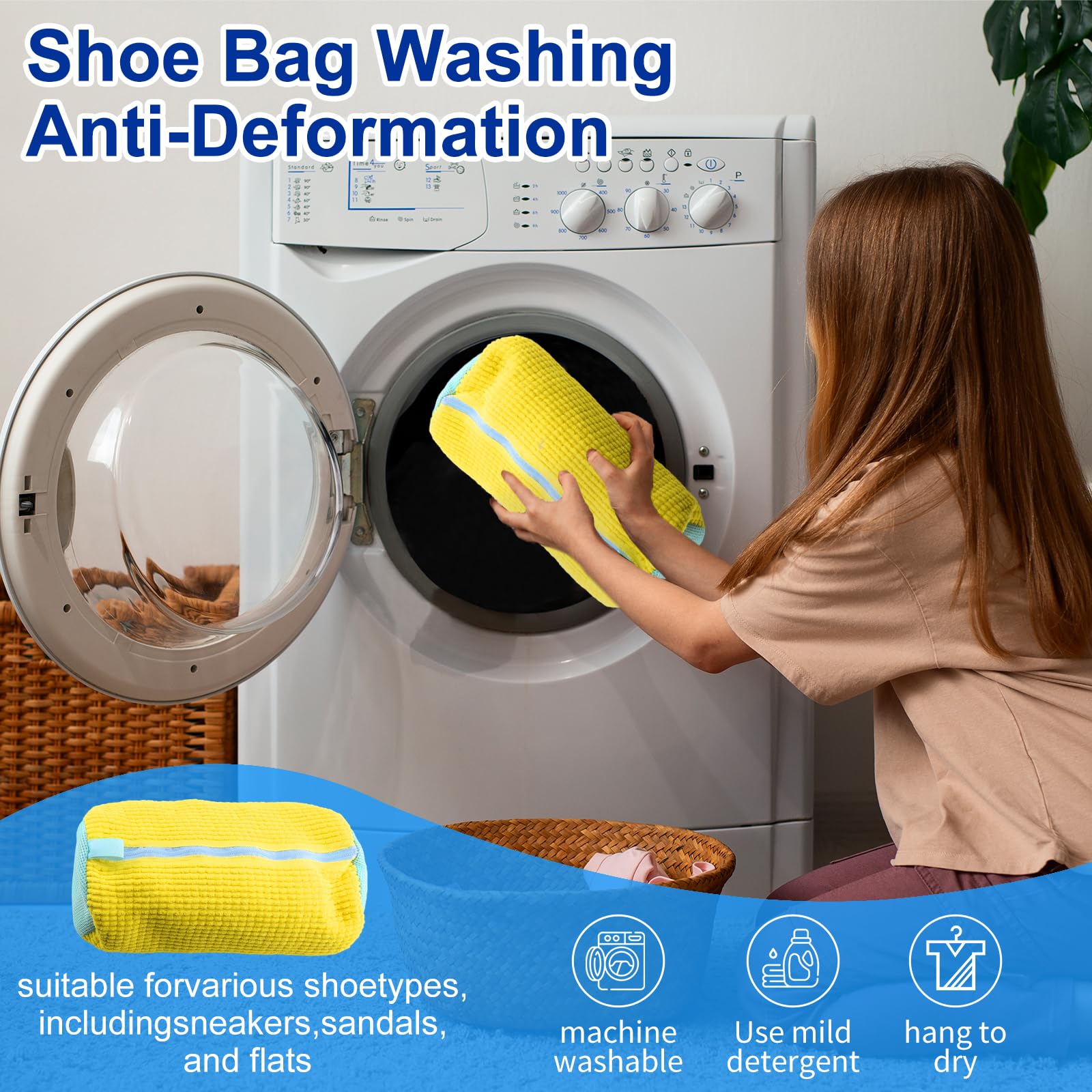 Generic Shoe Laundry Bag,Shoe Washing Bag Washing Machine,Sneaker Laundry Bag, Laundry Net,Shoe Washing Bag Machine Bag,Laundry Bag Padded For Shoes Washing Machine (Yellow,1PCS)