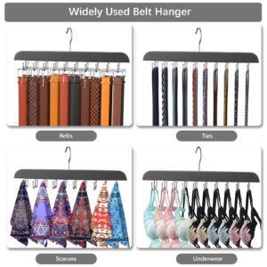 Ftumertly Bra Hanger for Closet, Tank Top Hanger with 20 Hooks Belt Organizer, Wood Belt Hanger 360°Rotating Belt Rack Closet Organizers and Storage for for Tie, Bra, Scarf, Tank Top - Black, 1 Pack