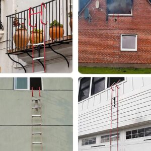 Escape Ladder for Homes, 32FT Retractable Fire Safety Ladder with Wide Steps for Adults and Kids, Portable Emergency Window Exit Kit