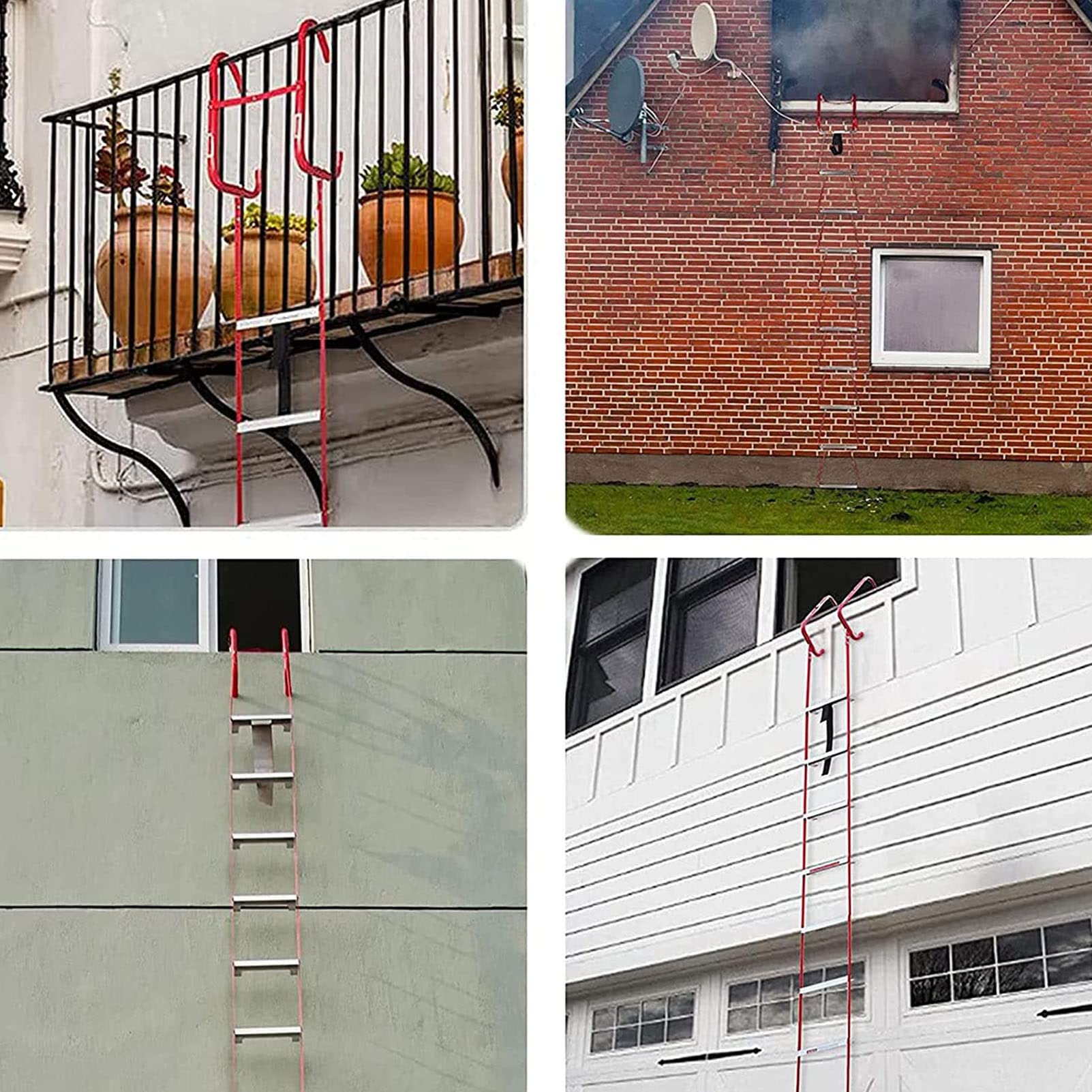 Escape Ladder for Homes, 32FT Retractable Fire Safety Ladder with Wide Steps for Adults and Kids, Portable Emergency Window Exit Kit