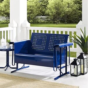 Casafoyer Bates Outdoor Metal Loveseat Glider - Navy, Vintage-Style, Smooth Gliding