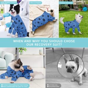 Comwish Dog Surgery Suit Long Sleeve, Dog Recovery Suit Female Male with Zipper Closure Post Spay, Neuter, Dog Onesie Shedding Suit Full Coverage Bodysuit (Blue, S)