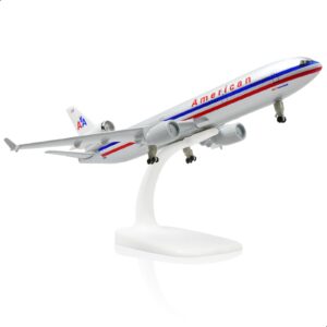 qiyumoke md-11 american 1/300 diecast metal airplane model with stand -alloy airplane model for adult(n1753) -8.3 inches aircraft model for aviation enthusiasts gifts, display decorations