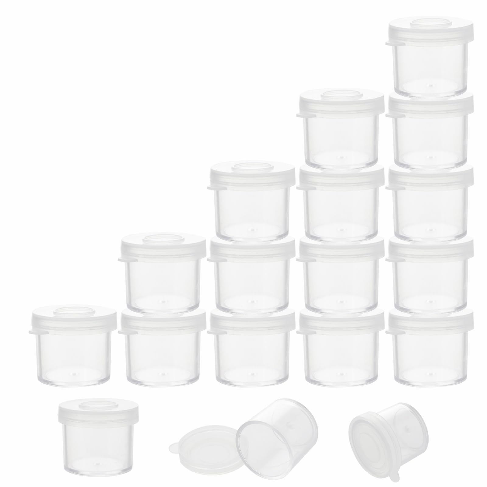 KOHAND 200PCS Plastic Small Paint Containers, Mini Paint Cups with Lids, Craft Storage Empty Paint Container for Beads, Painting, Glitter