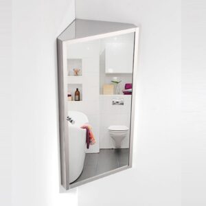 generic 24"" bathroom corner medicine cabinet w/mirror, bathroom stainless steel wall mount mirror cabinet, hanging triple shelf storage cabinet (right), small