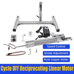 QWEXOB DIY Reciprocating Linear Actuator Stroke 30-150mm/1.2-6 Adjustable Telescopic Motor with Speed Controller 24V 120RPM