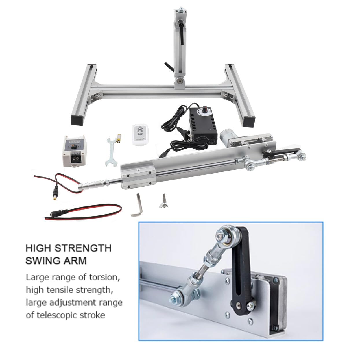 QWEXOB DIY Reciprocating Linear Actuator Stroke 30-150mm/1.2-6 Adjustable Telescopic Motor with Speed Controller 24V 120RPM