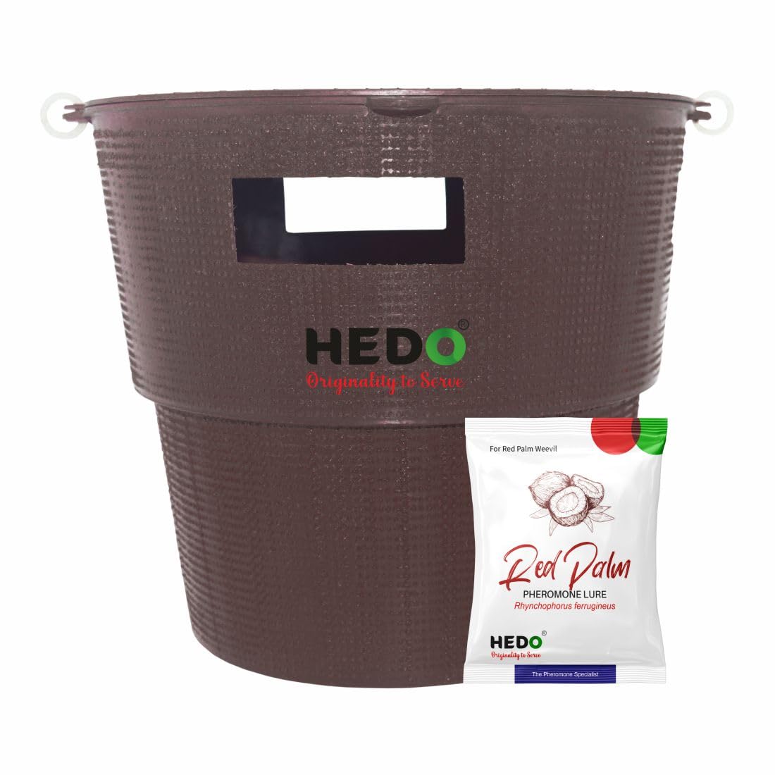 HEDO Red Palm Weevil Bucket Trap with Lure (Rhynchophorus ferrugineus) Pack of 5 to Control Damage in Coconut