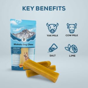 MAKALU DOG CHEW Large, Odor-Free Bully Sticks (51 Ibs and under) Milk Chews for Pups, Healthy Single Ingredient Chew Treat for Aggressive Chewers, High Protein Best Dental Dog Treats (6 Inch, 1 Pack)