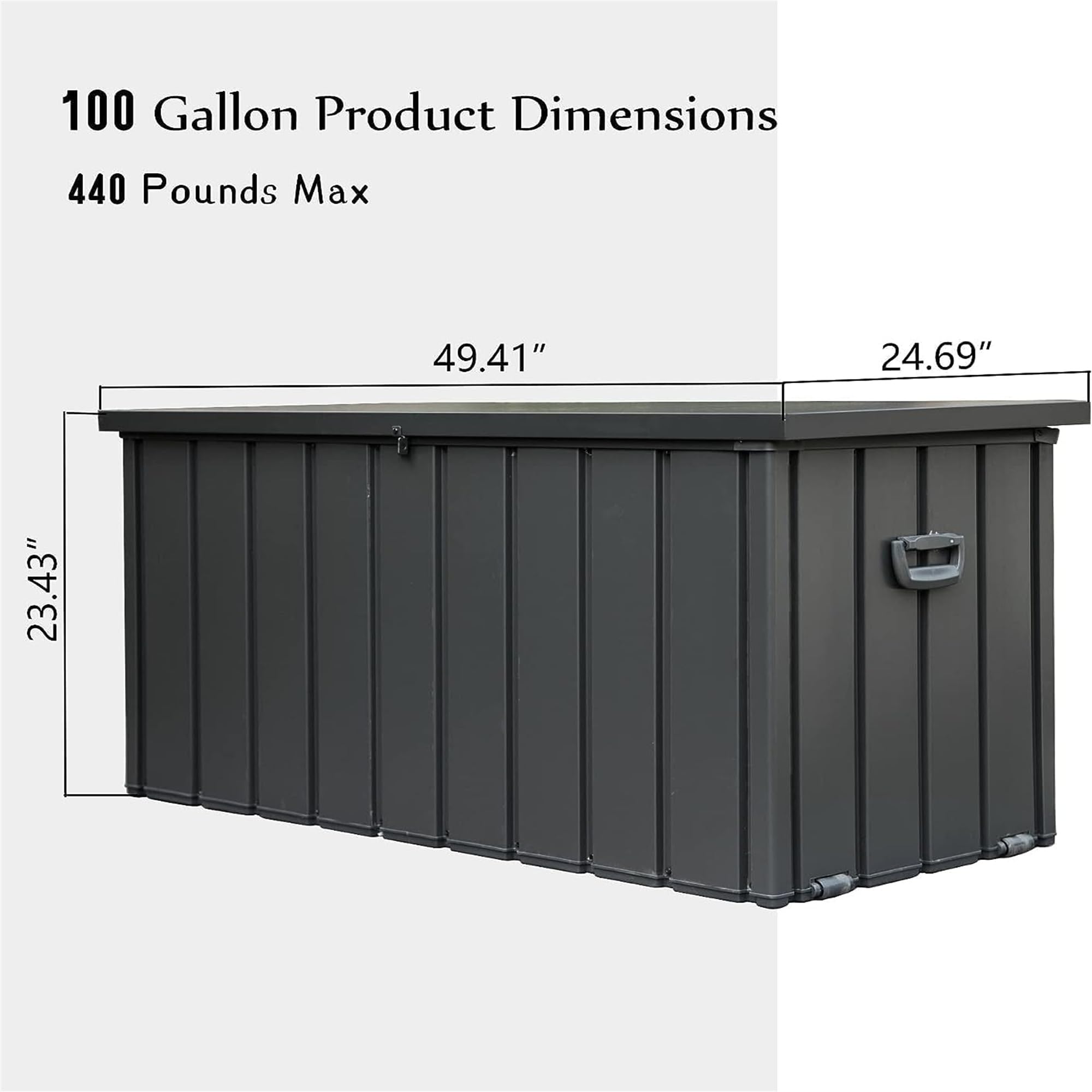 Senyuzhilan 100 Gallon Outdoor Storage Deck Box Waterproof, Large Patio Storage Bin for Outside Cushions, Throw Pillows, Garden Tools, Lockable (Dark Gray)