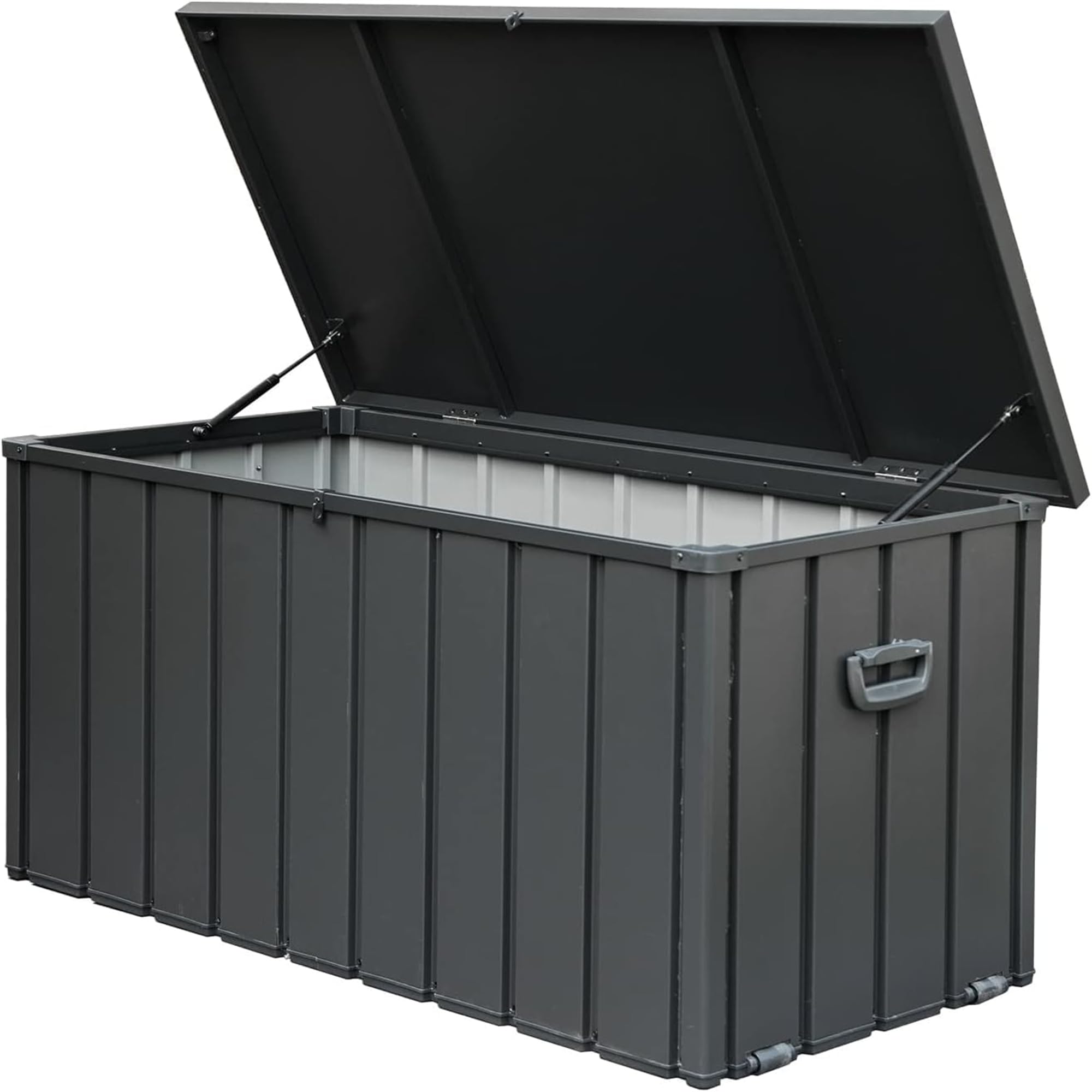 Senyuzhilan 100 Gallon Outdoor Storage Deck Box Waterproof, Large Patio Storage Bin for Outside Cushions, Throw Pillows, Garden Tools, Lockable (Dark Gray)