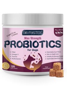 probiotics for dogs, dog probiotics for digestive health - fiber riched prebiotic & digestive enzymes with pumpkin, omega-3, 6 billion cfus support gut & immune health, diarrhea, dog allergy relief