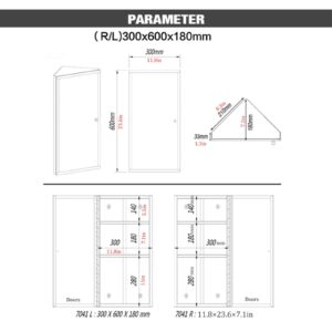 Generic 23.6"" Bathroom Corner Medicine Cabinet W/Mirror, Bathroom Stainless Steel Wall Mount Mirror Cabinet, Hanging Triple Shelf Storage Cabinet Opens Left and Right (Right)