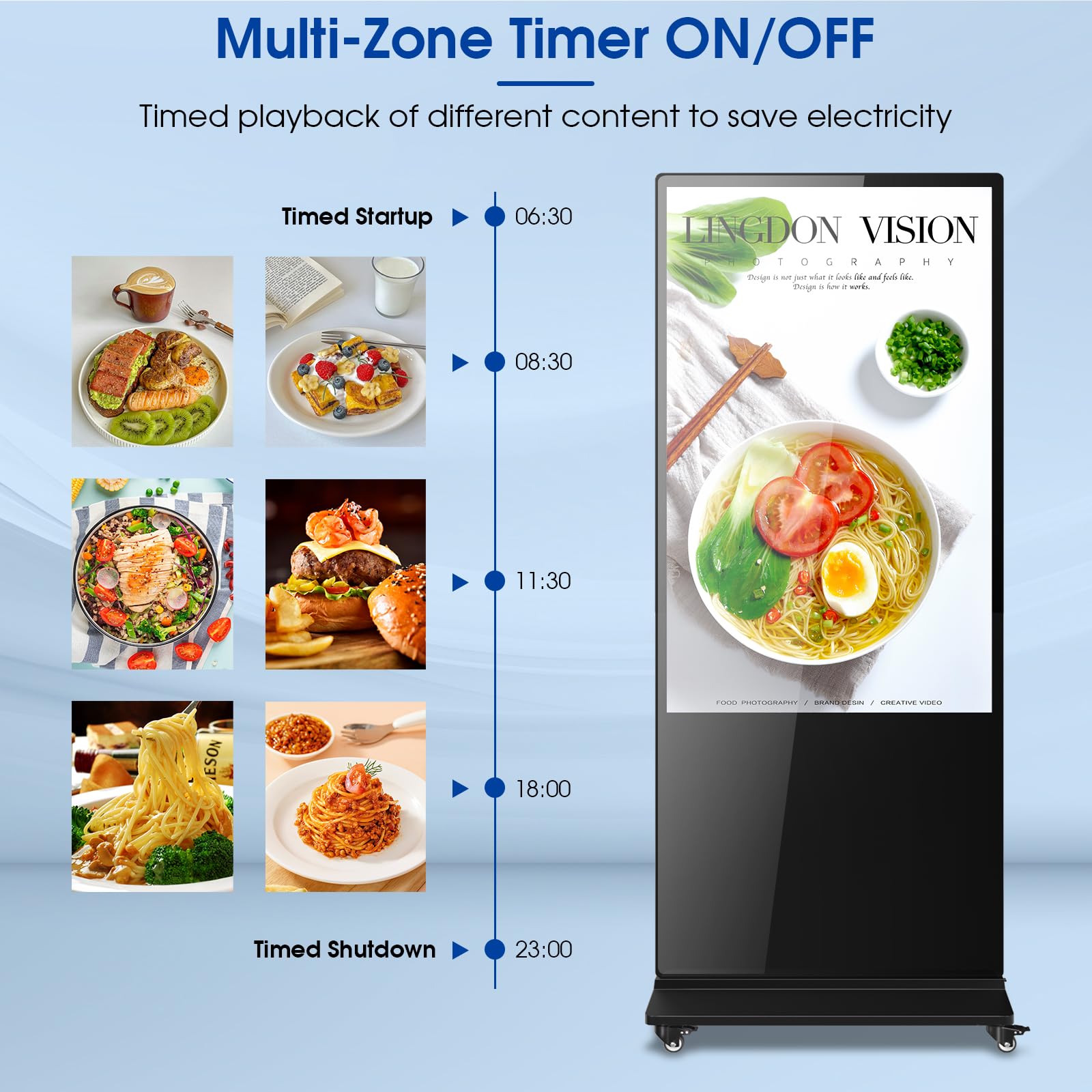 antfraer 55INCH Digital Signage Floor-Standing 4K Digital Signage Kiosk, Touch Screen Totem for Indoor LCD Advertising Display, Android 11.0 OS with WiFi & UHD Inputs Digital Signage Displays