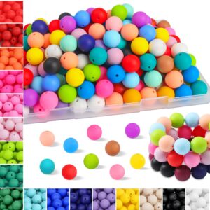 160pcs silicone beads,25 colors 15mm silicone beads bulk for keychain making silicone rubber focal beads for pens keychain beadable pen beads for necklace jewelry bracelets diy crafts making