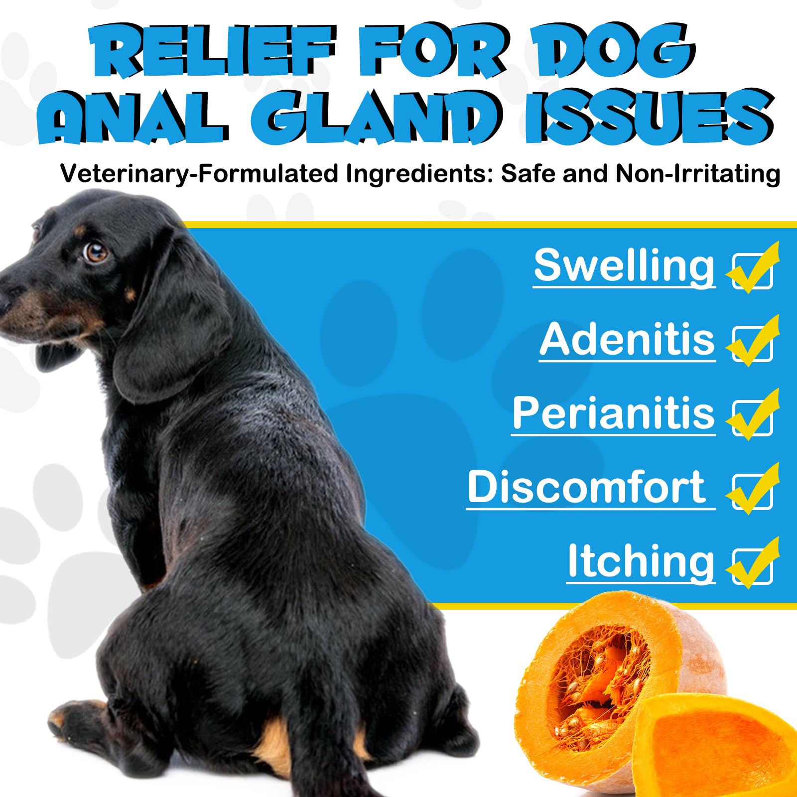 Anal Gland Support Soft Chews for Dog, 150PCs Dog Anal Gland Treats w/Pumpkin, Digestive Enzyme & Probiotics Support Healthy Bowel Function - Dog Health Supplies Fibre Supplements Chews - Beef Flavor