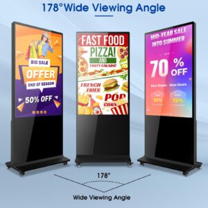 antfraer 55INCH Digital Signage Floor-Standing 4K Digital Signage Kiosk, Touch Screen Totem for Indoor LCD Advertising Display, Android 11.0 OS with WiFi & UHD Inputs Digital Signage Displays