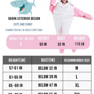 Shark Blanket for Adult Kids - Wearable Shark Blanket Hoodie,Cartoon Animals One-piece Blanket,Cute Funny Blue Shark Flannel Hoodie for Boys Girls Interesting Blanket Gifts(New Pink)-M