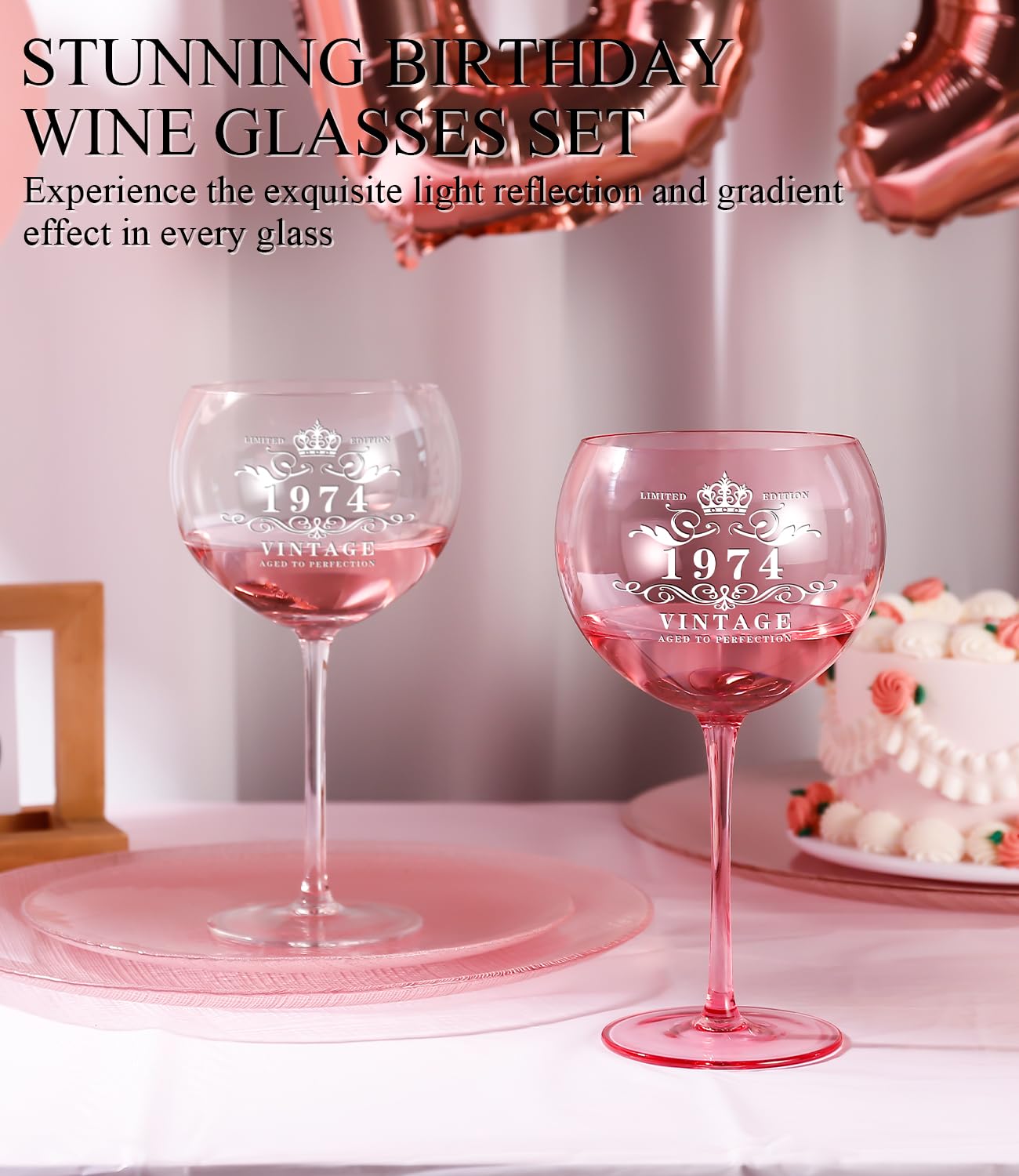 OUHT 50th Birthday Gifts for Her-50th Birthday Wine Glasses Gift Set,Cool Wine Gifts for 50 Years Old Bday Gifts Idea for Women, Friends, Daughter, Sister, Mom