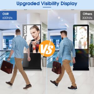 antfraer 55INCH Digital Signage Floor-Standing 4K Digital Signage Kiosk, Touch Screen Totem for Indoor LCD Advertising Display, Android 11.0 OS with WiFi & UHD Inputs Digital Signage Displays