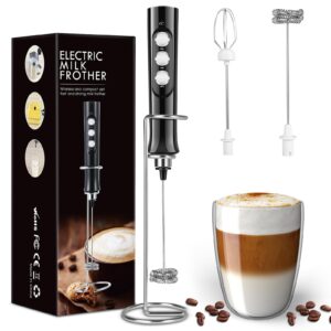 rechargeable milk frother handheld for coffee, stirrers electric whisk with wall mounted stand, drink mixer hand frother wand (mf02)