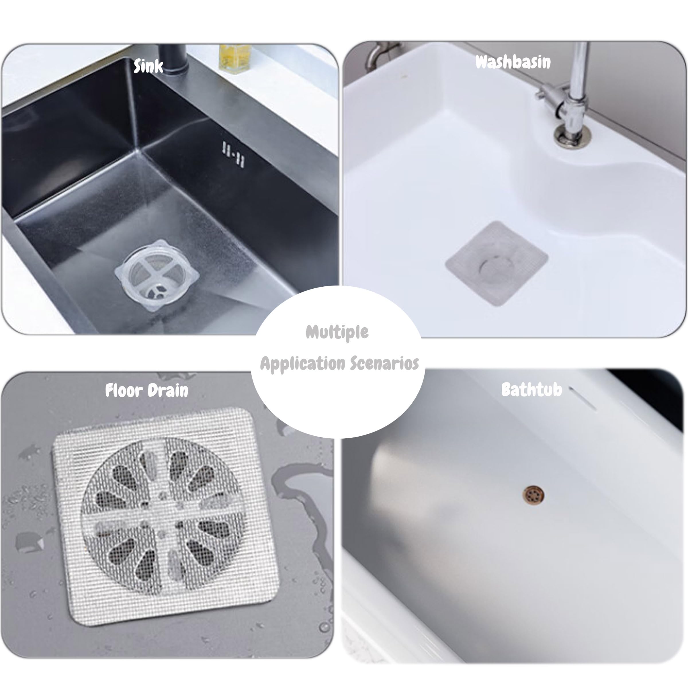 50pcs 4" X 4" Disposable Shower Drain Cover,Bathroom Hair Catcher,Drain Mesh Cover Strainer for Laundry Bathtub Kitchen and Sink