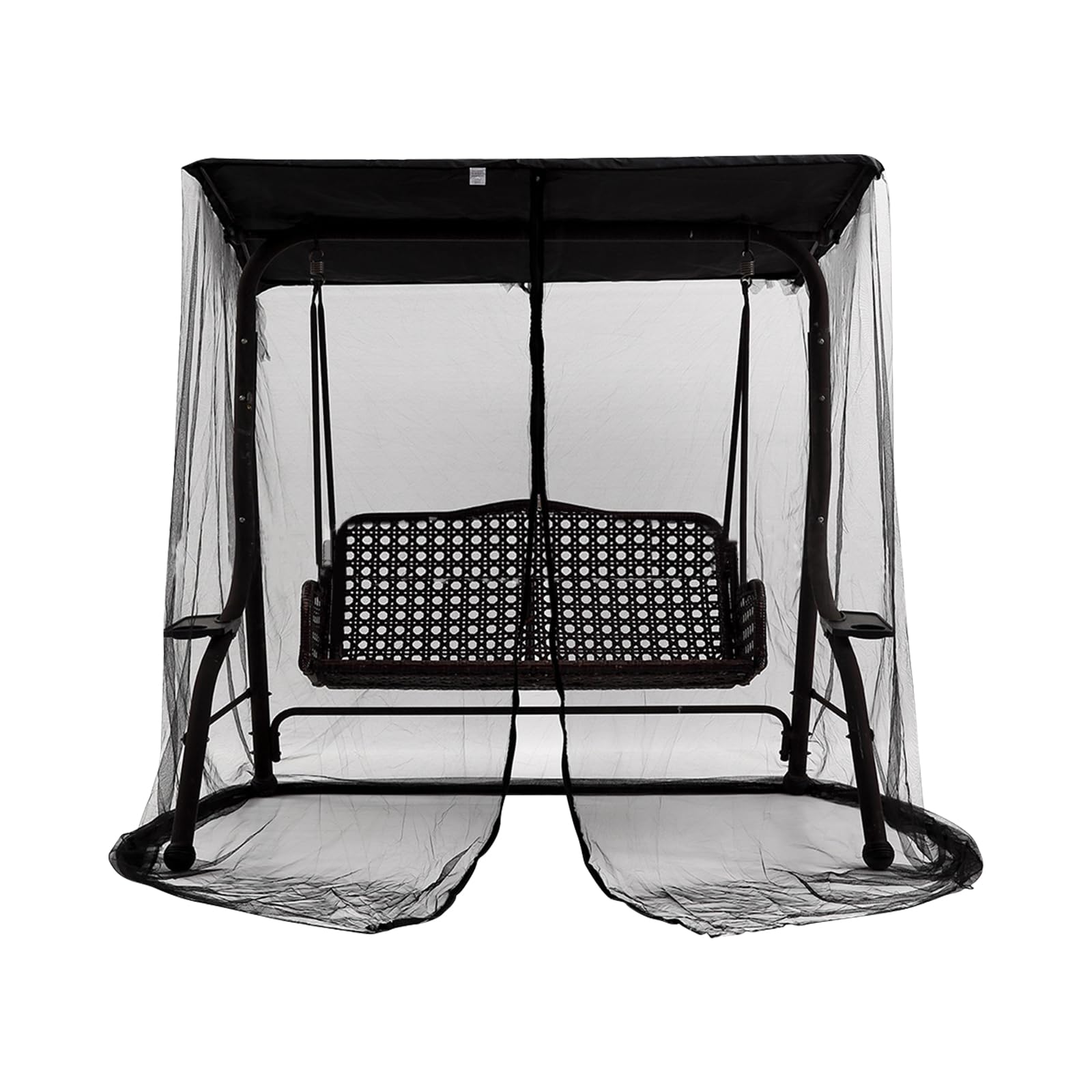 Yuqutum Patio Swing Mosquito Netting, Mosquito Netting for Patio, Mesh Screen with Zipper Opening and Roof Waterproof Tent, Porch Swing Net, 3 Seater 125x185x205cm