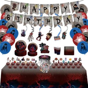 cailess stanger birthday party supplies 169pcs included banner cake toppers 12'' balloon swirls stickers and tableware serves 16 guests for stranger party birthday decorations