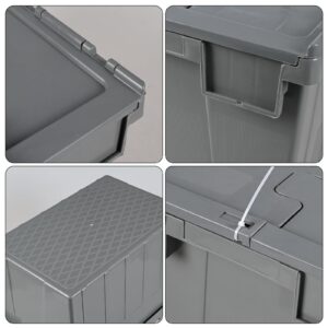 Sosody 4 Packs 15 Gallon Heavy Duty Plastic Stackable Storage Bin Tote, Gray Plastic Distribution Container With Hinged Lid