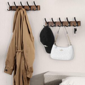 Optish Coat Rack Wall Mount for Entryway, Coat Hanger Wall Mount with 5 Black Tri-Hooks, Wooden Wall Coat Rack with Hooks for Coats, Hats, Towels, Umbrellas,2 Pack