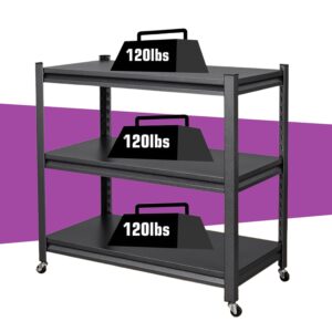 generic 32"" w storage shelves,heavy duty metal shelving unit,pantry shelves, kitchen shelves, garage shelving,utility rack (31.5"" w×15.7"" d×31.5"" h), black, tgjz-80w