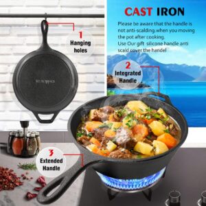 2-in-1 Dutch Oven,Cast Iron Pan(3.4QT) and Cast Iron Skillet(1.6QT) Unite,Cast Iron Pan with Lid,Preseasoned Cast Iron Pots and Pans Set,All-in-One Cast Iron Cookware Set for camping lodge or RV…