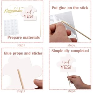 NICROLANDEE Wedding Photo Props Kit, 12 PCS Rose Gold Engagement Photo Props Accessories with Bamboo Sticks for Bride to Be Night Party, Fall Bridal Shower Wedding Favour Party Decorations