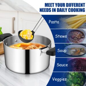 TeamFar 5 Quart Stock Pot, Stainless Steel Tri-ply Stockpot Cooking Pasta Soup Pot with Lid for Induction Gas Electric, Non-toxic & Heavy Duty, Heat Resistant Handles & Dishwasher Safe