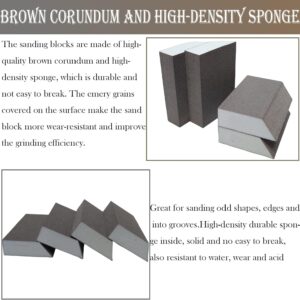 4 Pack 220 Grit Single Angle Sponge Sanding Block, Washable and Reusable Sanderpaper Hand Sanding Sponge for Wood Drywall Metal Home Sanding