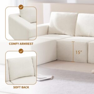 HUMEHA Cloud Modular Sectional Sofa,110" Luxury Chenille Couch Comfy Convertible U-Shaped Sofa with Deep Seat, 4 PC Free Combination Couch Minimalist Floor Sofa for Living Room Apartment, Beige